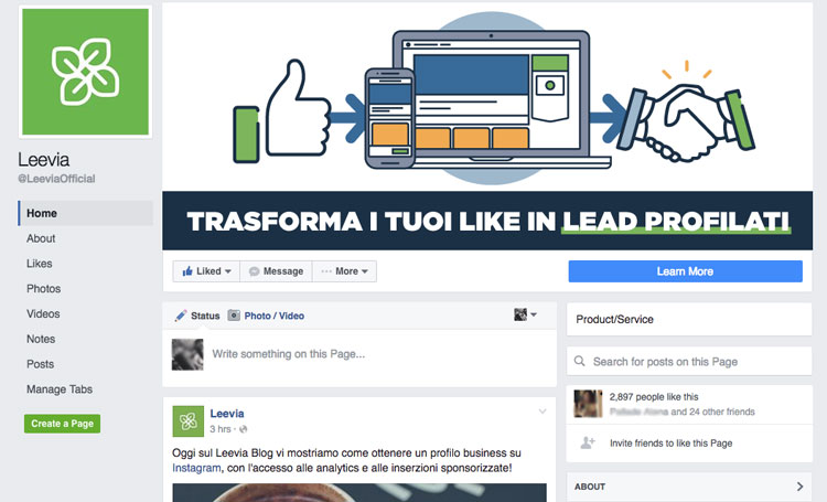 Muro Pagine Profilo Facebook